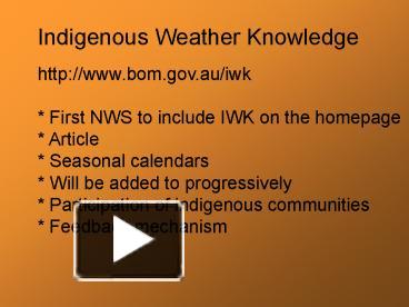 Indigenous Weather Knowledge presentation | free to view