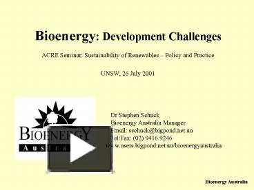 PPT – Bioenergy: Development Challenges PowerPoint presentation | free ...