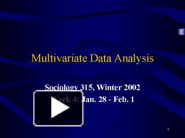 Multivariate Data Analysis presentation | free to view