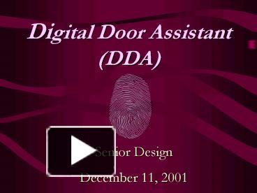 Digital Door Assistant DDA presentation | free to view