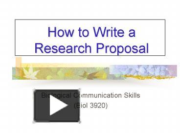 How to Write a Research Proposal presentation | free to view
