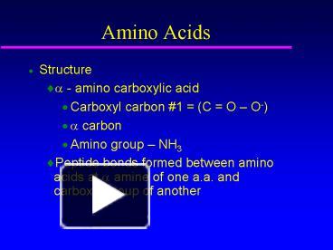 PPT – Amino Acids PowerPoint presentation | free to view - id: 14d818-MjgxZ
