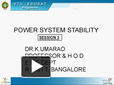 POWER SYSTEM STABILITY presentation | free to view