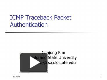 PPT – ICMP Traceback Packet Authentication PowerPoint presentation ...