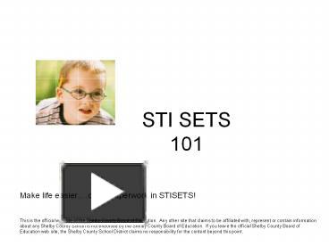 PPT – STI SETS 101 PowerPoint presentation | free to view - id: 14e44b ...