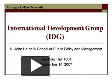 International Development Group IDG presentation | free to view
