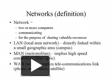 PPT – Networks definition PowerPoint presentation | free to download ...