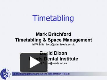 Timetabling presentation | free to view
