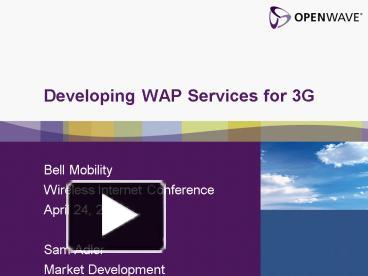PPT – Developing WAP Services for 3G PowerPoint presentation | free to ...