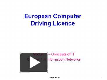 PPT – European Computer Driving Licence PowerPoint presentation | free ...