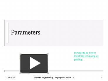 Parameters presentation | free to view