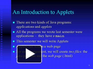 PPT – An Introduction to Applets PowerPoint presentation | free to view ...