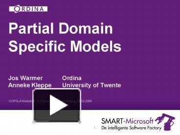 PPT – Partial Domain Specific Models PowerPoint presentation | free to ...