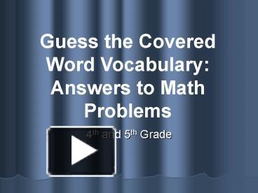 PPT – 4th and 5th Grade PowerPoint presentation | free to download - id ...