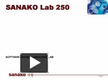 SANAKO Lab 250 presentation | free to view
