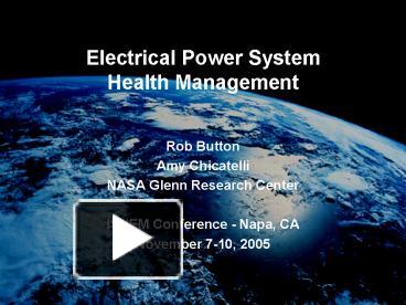 Electrical Power System Health Management presentation | free to view
