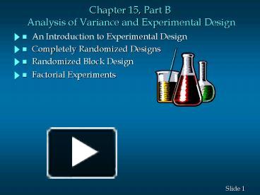 PPT – Chapter 15, Part B Analysis of Variance and Experimental Design ...