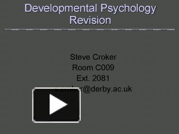 PPT – Developmental Psychology Revision PowerPoint presentation | free ...