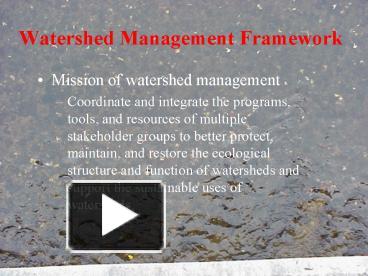 PPT – Watershed Management Framework PowerPoint presentation | free to ...