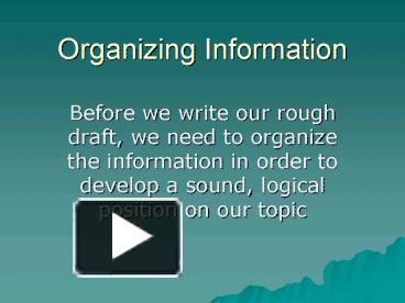 PPT – Organizing Information PowerPoint presentation | free to view ...