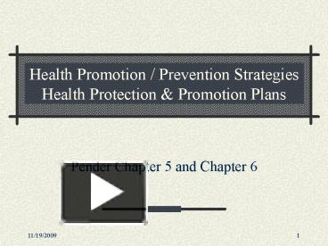 PPT – Health Promotion Prevention Strategies Health Protection ...