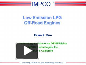 PPT – Low Emission LPG OffRoad Engines PowerPoint presentation | free ...