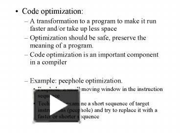 PPT – Code optimization: PowerPoint presentation | free to download ...