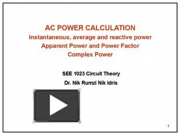 PPT – AC POWER CALCULATION PowerPoint presentation | free to view - id ...