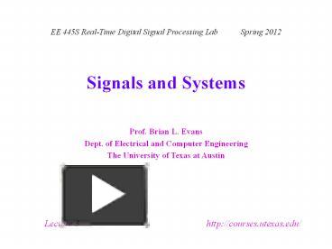 Signals and Systems presentation | free to view