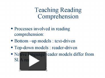 Teaching Reading Comprehension presentation | free to view