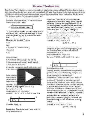 Recitation 7. Developing loops presentation | free to download