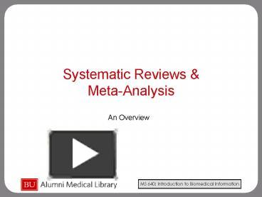Systematic Reviews presentation | free to view