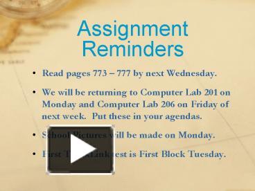 PPT – Assignment Reminders PowerPoint presentation | free to view - id ...