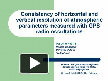 PPT – Consistency of horizontal and vertical resolution of atmospheric ...