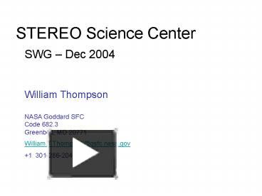 PPT – STEREO Science Center PowerPoint presentation | free to download ...