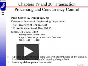 PPT – Chapters 19 and 20: Transaction Processing and Concurrency ...