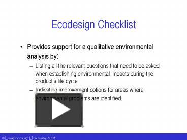 Ecodesign Checklist presentation | free to view