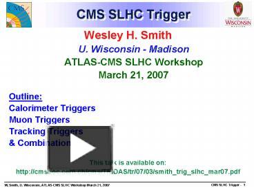 PPT – CMS SLHC Trigger PowerPoint presentation | free to download - id ...