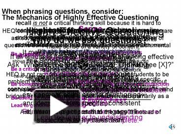 PPT – Highly Effective Questioning PowerPoint presentation | free to ...