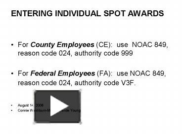 ENTERING INDIVIDUAL SPOT AWARDS presentation | free to download