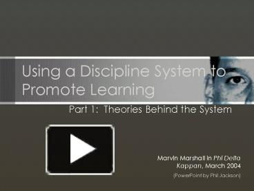 Using a Discipline System to Promote Learning presentation | free to view