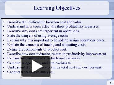 PPT – Learning Objectives PowerPoint presentation | free to view - id ...