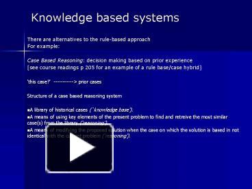 PPT – Knowledge based systems PowerPoint presentation | free to view ...