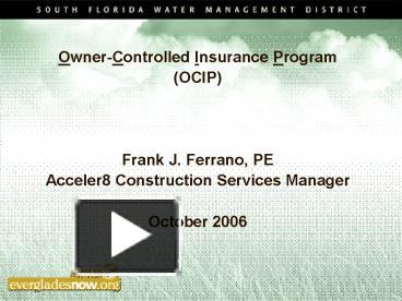 OwnerControlled Insurance Program presentation | free to view