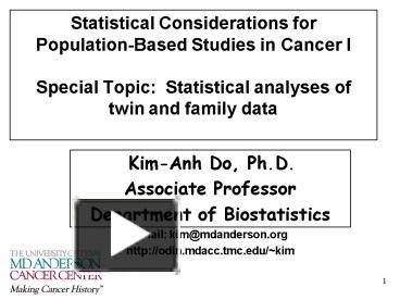 PPT – Statistical Considerations for PopulationBased Studies in Cancer ...