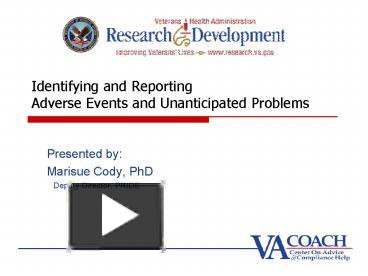 PPT – Identifying and Reporting Adverse Events and Unanticipated ...