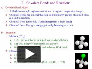 PPT – I' Covalent Bonds and Reactions PowerPoint presentation | free to ...
