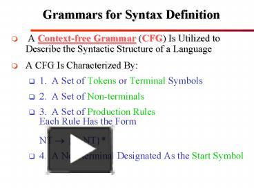 PPT – Grammars for Syntax Definition PowerPoint presentation | free to ...