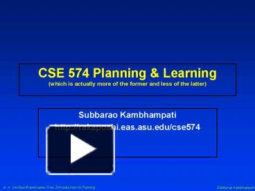 PPT – CSE 574 Planning PowerPoint presentation | free to download - id ...