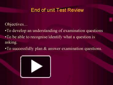 End of unit Test Review presentation | free to view
